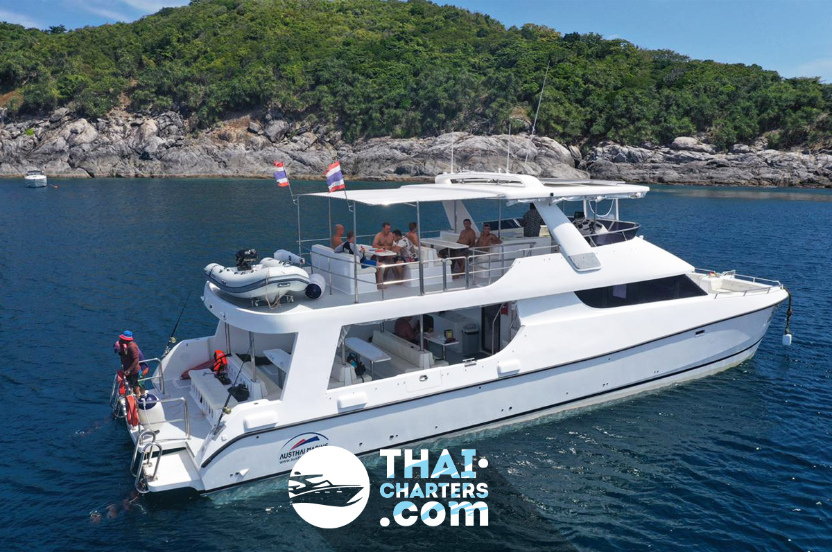 Motor catamaran for rent in Phuket for 1 day | Thai Charters